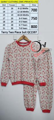 Buy Terry Heart Print Two Piece Suit QC1597 | QC - Qurat Clothing (SMC ...