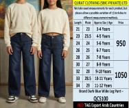RED TAG Dark Blue Wide Leg Kids Denim Pant QC5100 | Export Arab ...