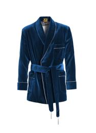 Long Blue Smoking Jacket for Sophisticated Gentlemen - Smoking Jackets