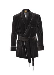 Refined Elegance: Exquisite Long Black Smoking Jacket - Smoking Jackets